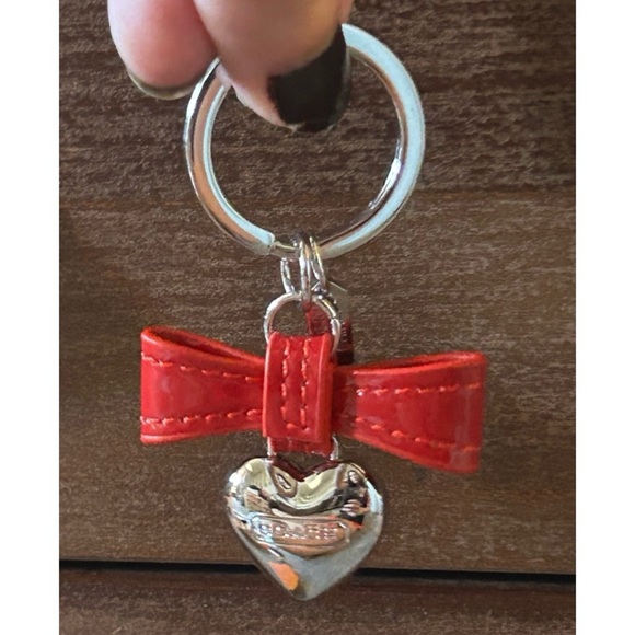 Coach | Accessories | Coach Bow Heart Bag Charm Keychain Silver Red ...